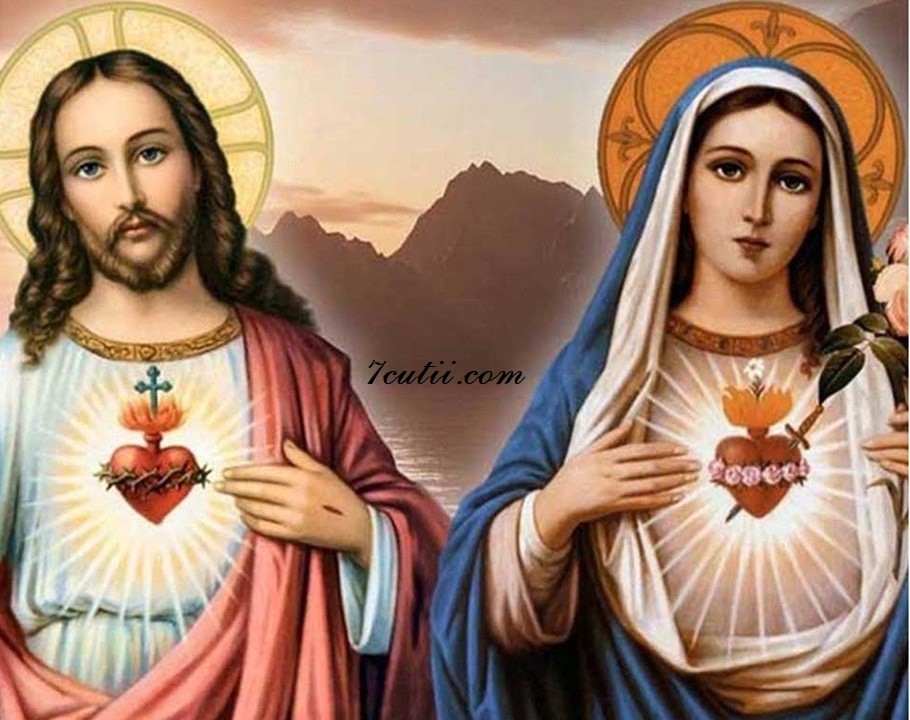 Pictura pe numere - Inima sfanta a lui Iisus cu Maria - 7cutii.com