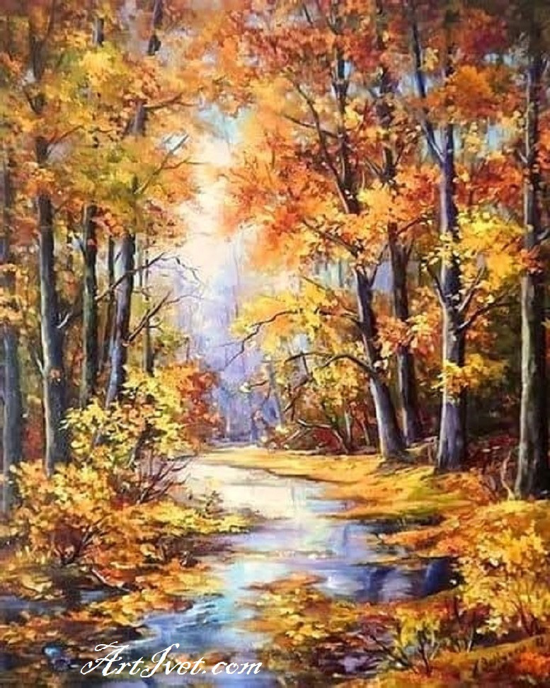 Pictura pe numere - Paraul din padurea de toamna - 7cutii.com